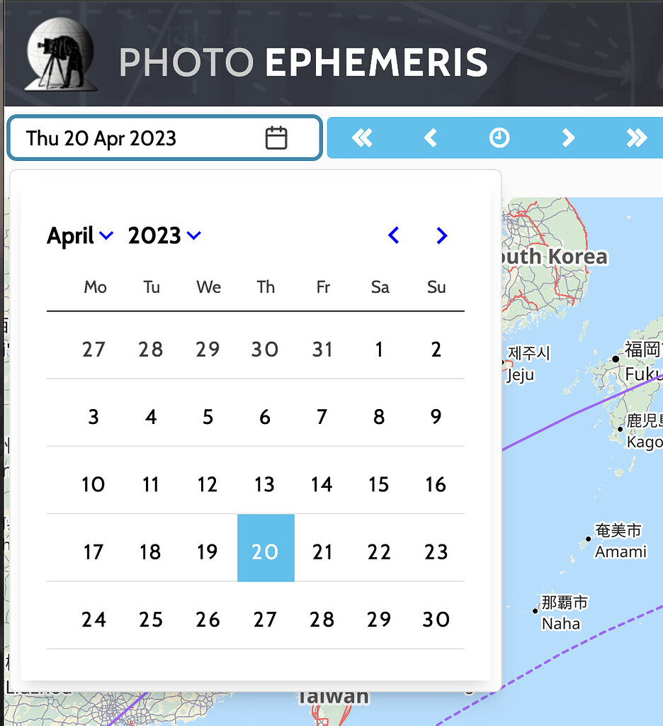 All new date and time zone controls in Beta 3.14.6 - Photo Ephemeris ...